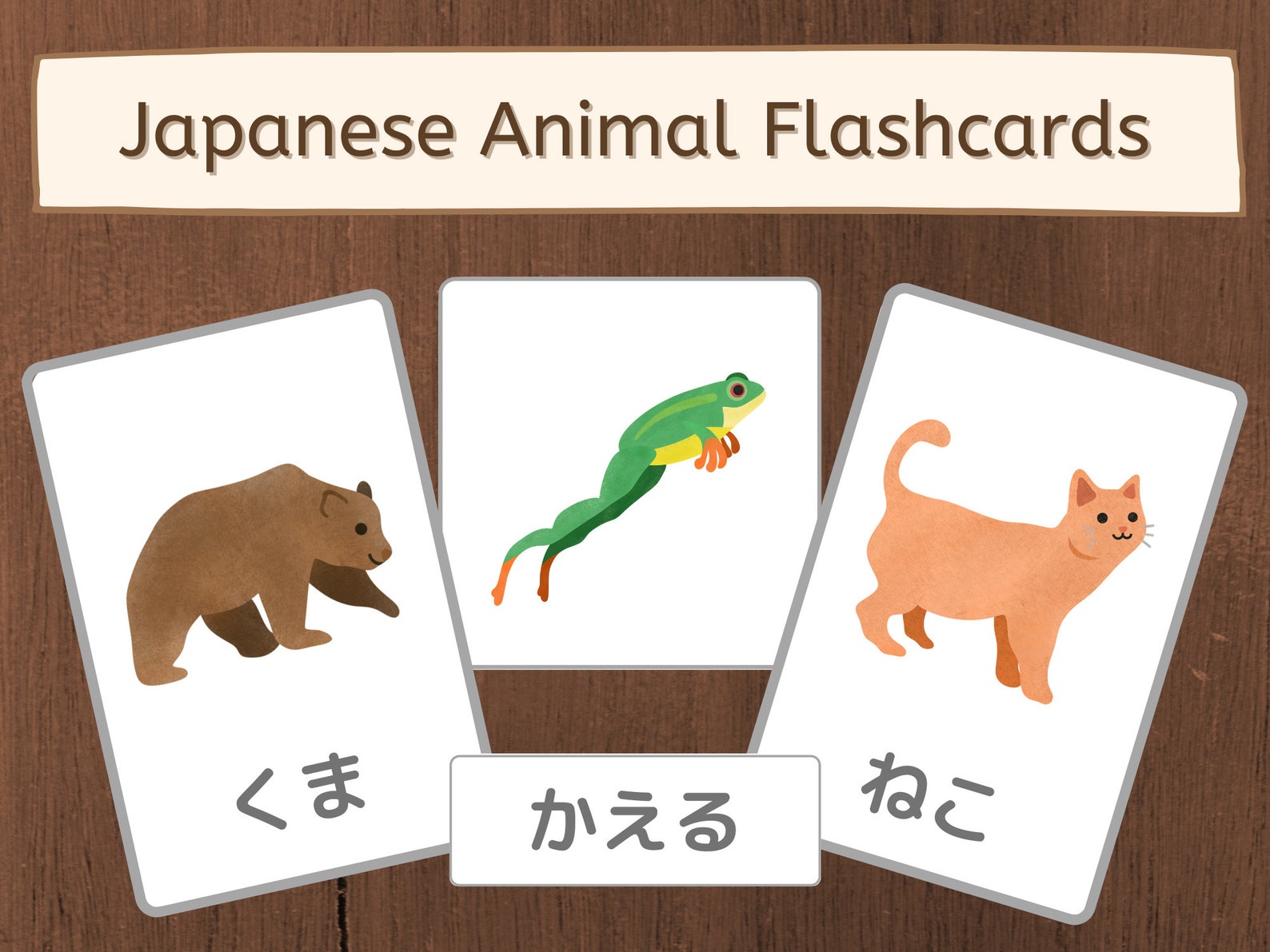Animal Flash Cards in Japanese - Montessori Cards (japanese Study, 3 ...