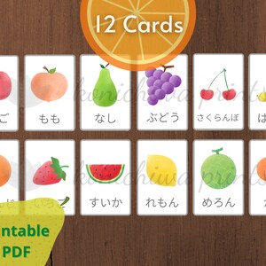 Japanese Fruits Flash Cards Montessori Cards japanese Study, 3 Part ...