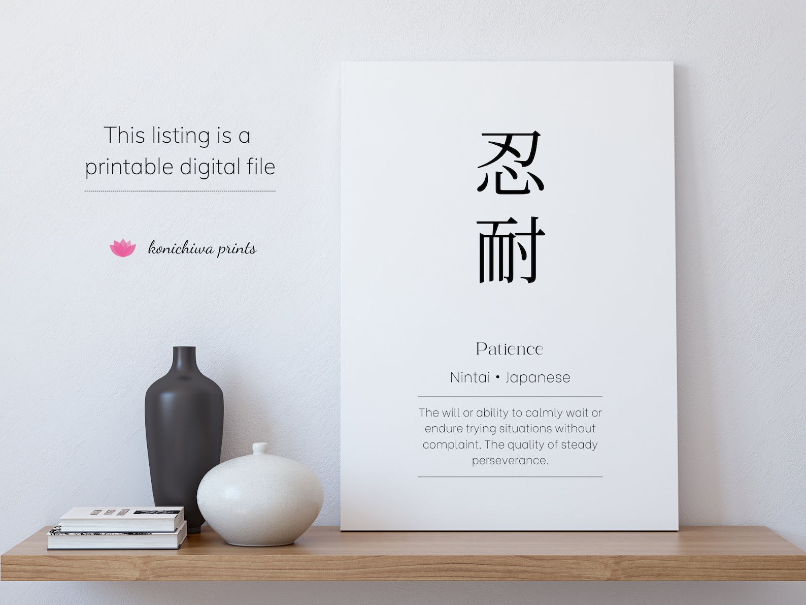 Japanese Kanji Patience Print, Japanese Poster, Japanese Decor ...