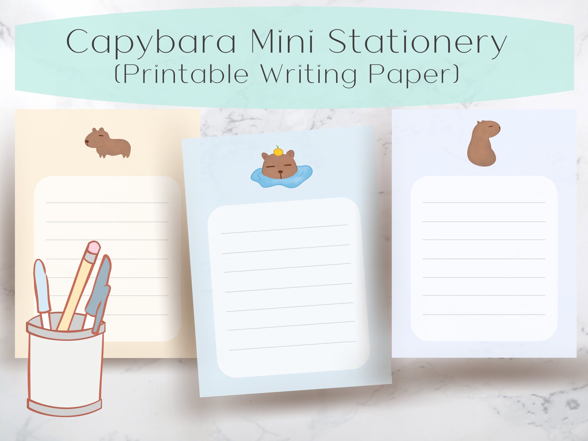 Paper & Party Supplies Kiwi Capybara Stationary Notepad and Sticker Set ...