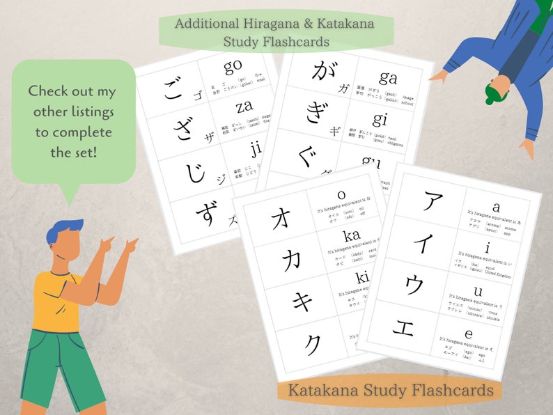 Japanese Hiragana Study Flashcards - Digital Download, Printable PDF ...