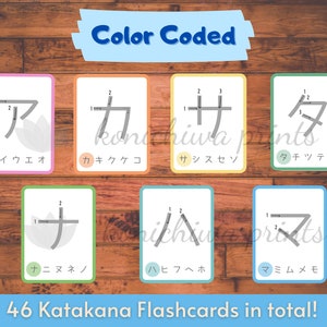 Japanese Katakana Stroke Order Flashcards Printable - Etsy