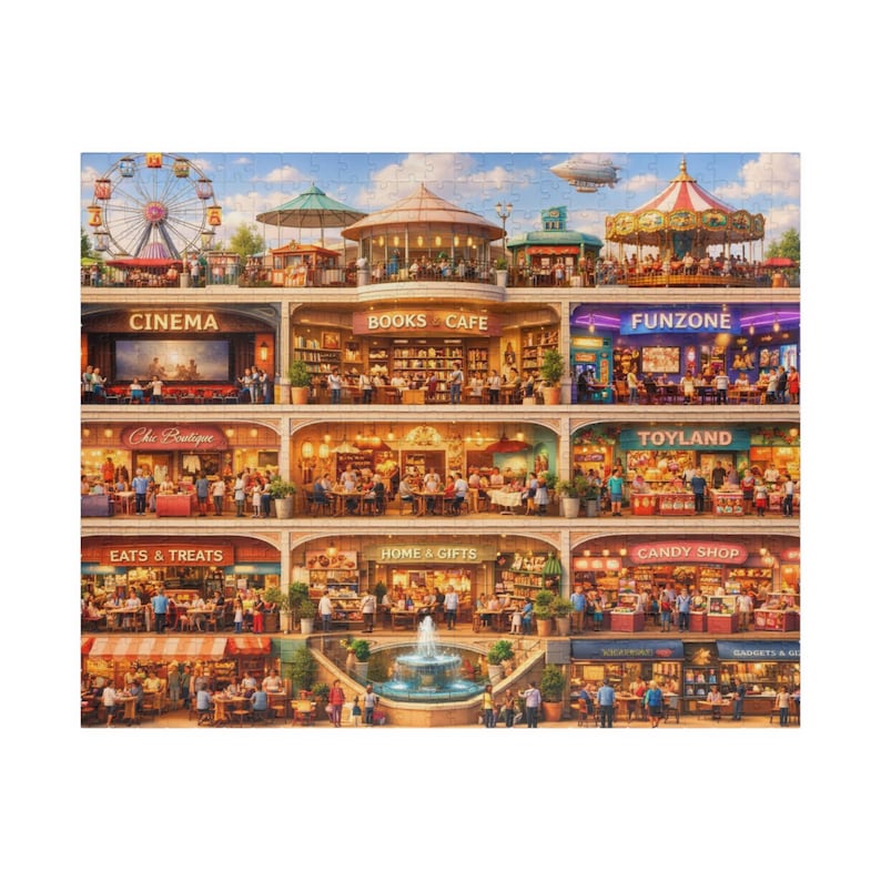 Vibrant Cutaway Shopping Mall Jigsaw Puzzle With 500 and 1000 Pieces ...