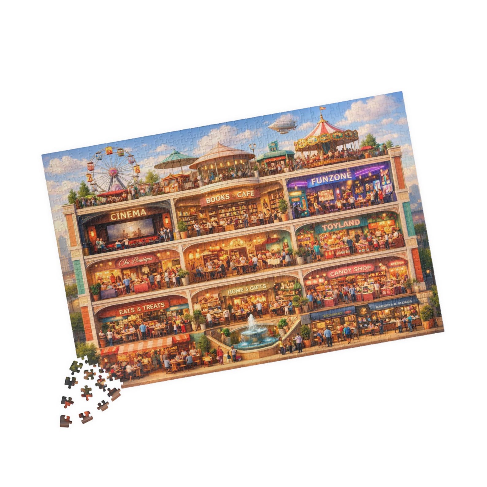 Vibrant Cutaway Shopping Mall Jigsaw Puzzle With 500 and 1000 Pieces ...