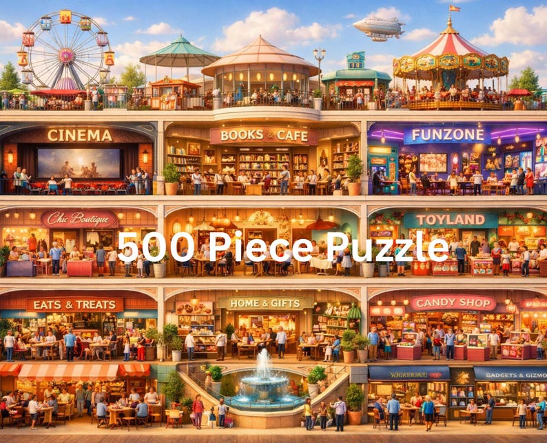 Vibrant Cutaway Shopping Mall Jigsaw Puzzle With 500 and 1000 Pieces ...