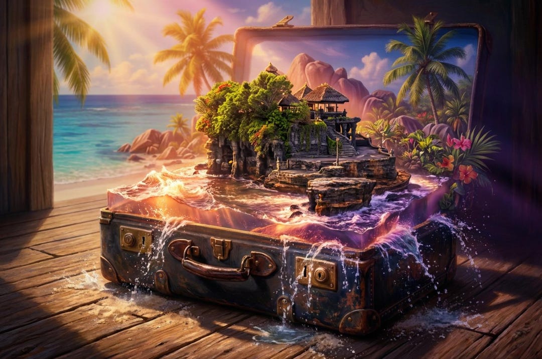 Magical Bali Travel Puzzle – Open Suitcase to Tropical Paradise Jigsaw ...