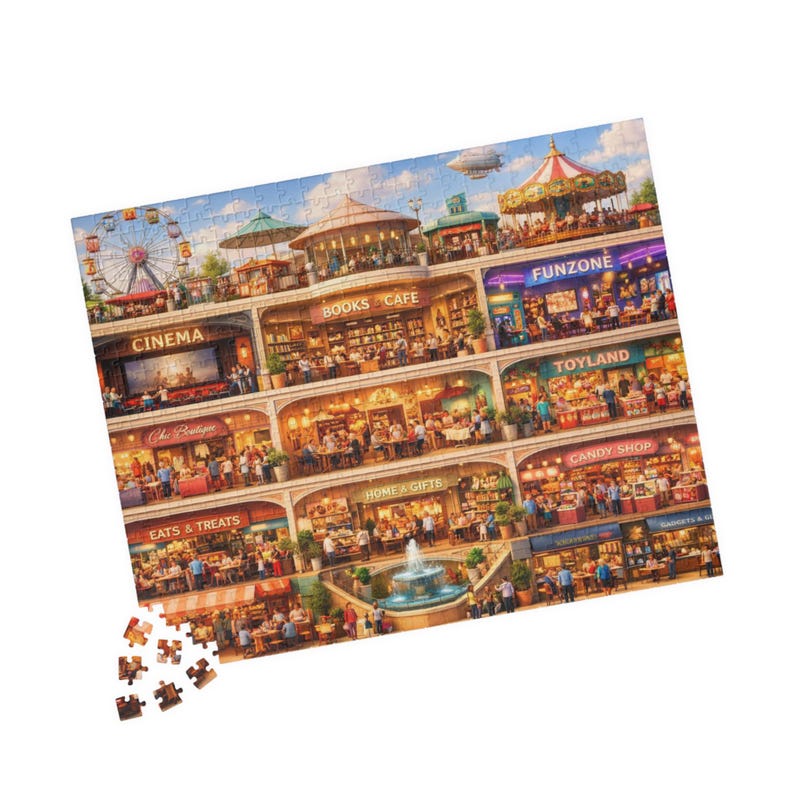 Vibrant Cutaway Shopping Mall Jigsaw Puzzle With 500 and 1000 Pieces ...