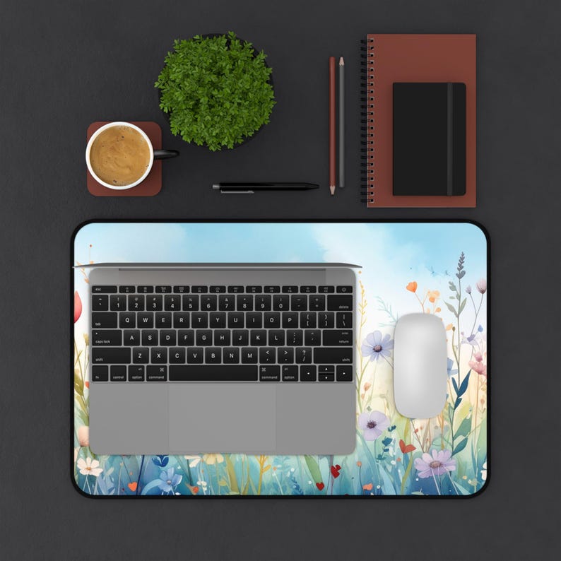 Pastel Wildflower Desk Mat, Watercolor Floral Mouse Pad, Soft Aesthetic ...