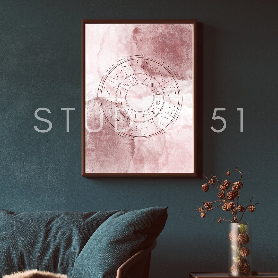 Pink Astrological Zodiac Chart - Etsy
