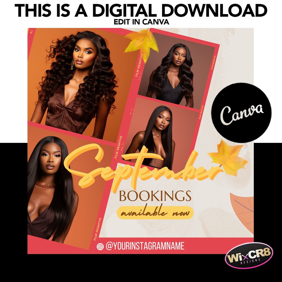 Editable September Bookings Canva Flyer, Bookings Available Flyer, Book ...