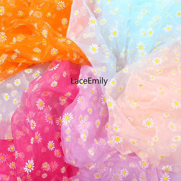 Daisy Print Fabric - Etsy UK