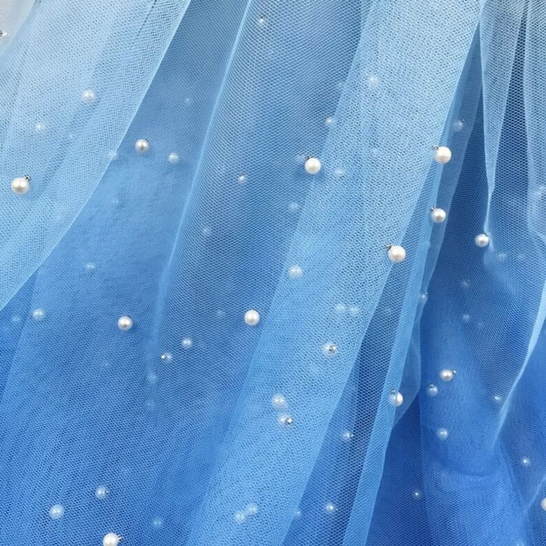 Beautiful Blue Gradient Bead Pearl Lace Fabric Soft Gradient - Etsy