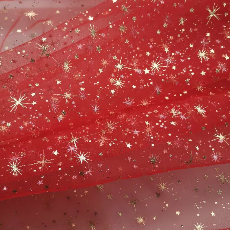 Gold Glitter Star Lace Fabric Silver Star Soft Tulle Fabric - Etsy