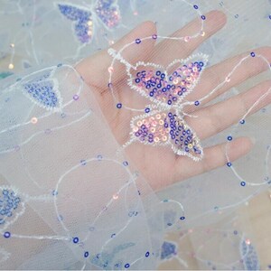 Butterfly Fabric, Soft Tulle Butterflies Embroidered Lace Fabric ...