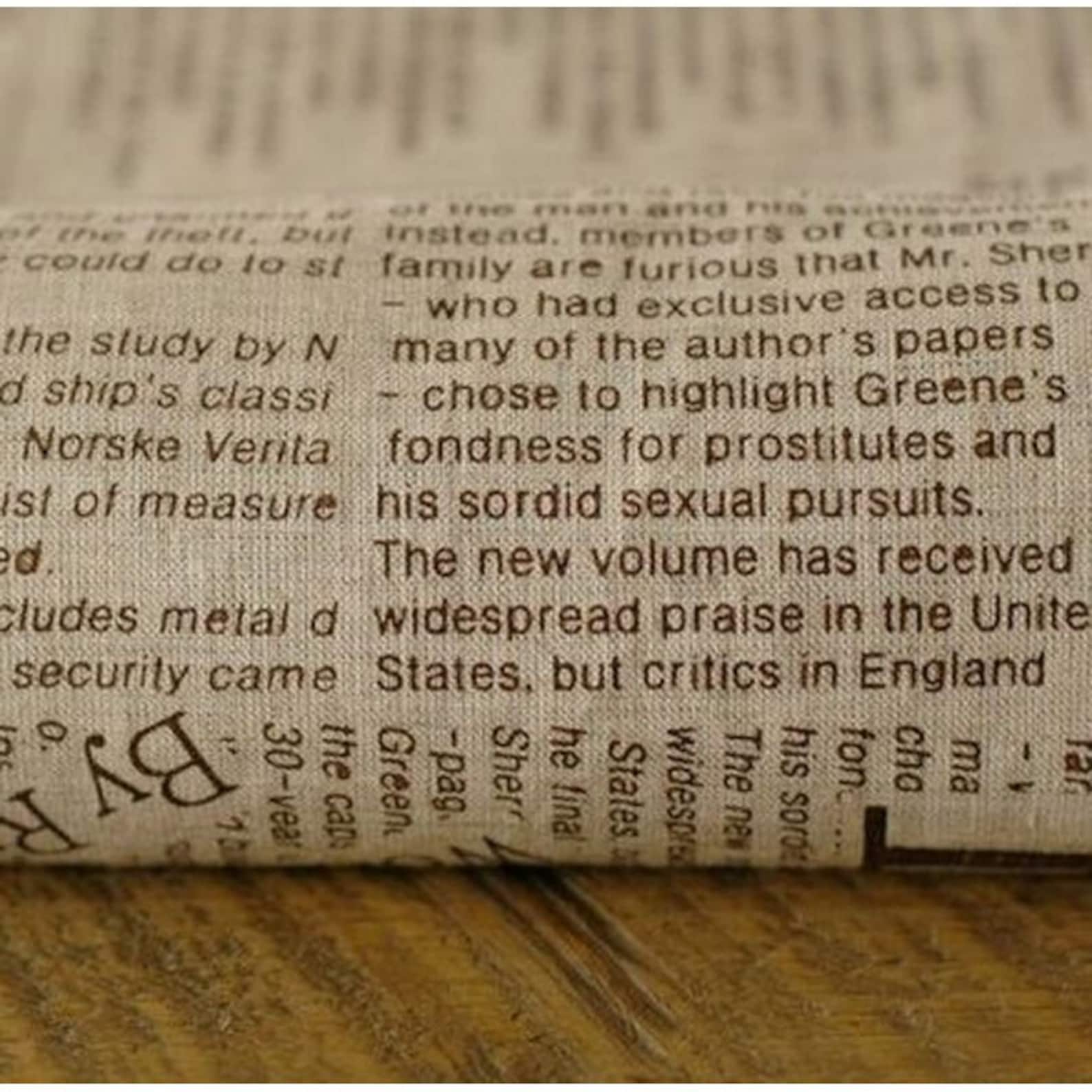 Letter Newspaper Fabric English Letter Newspaper Printing Cotton Fabric ...