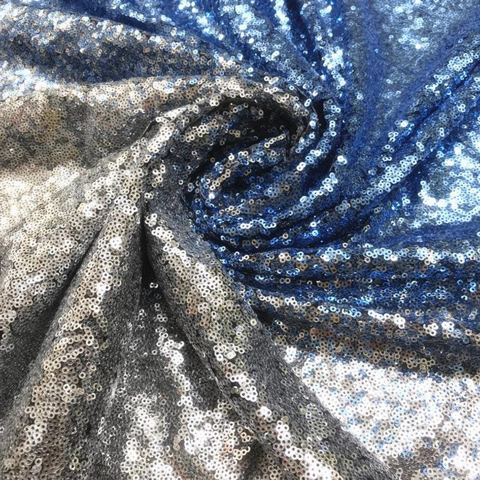 Blue Silver Sequins Gradient Lace Fabric Silver Ombre Tulle - Etsy