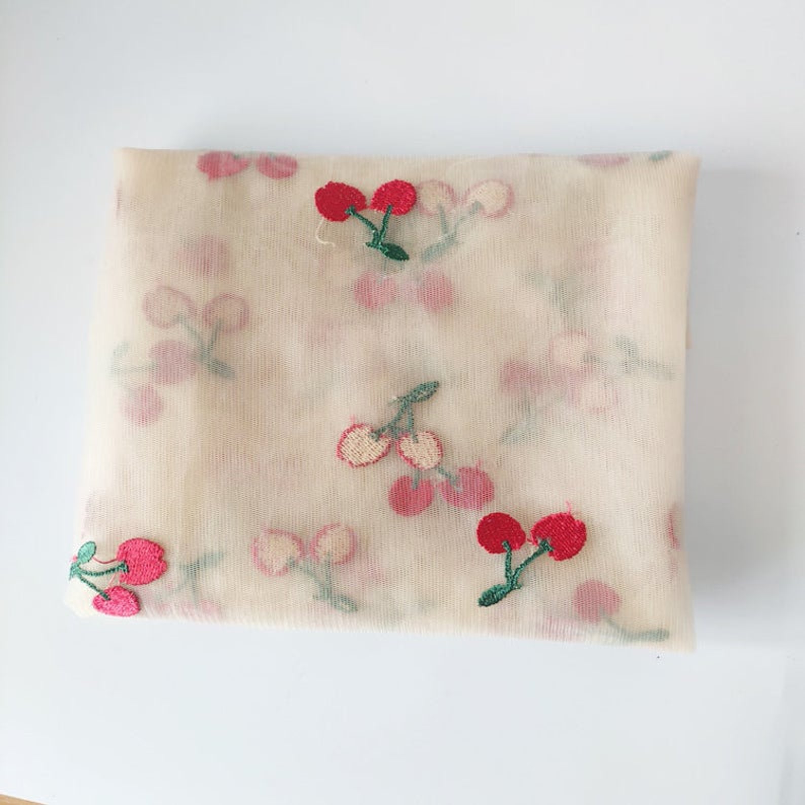 3 Color Lovely Cherry Embroidered Lace Fabric Cherry Soft | Etsy