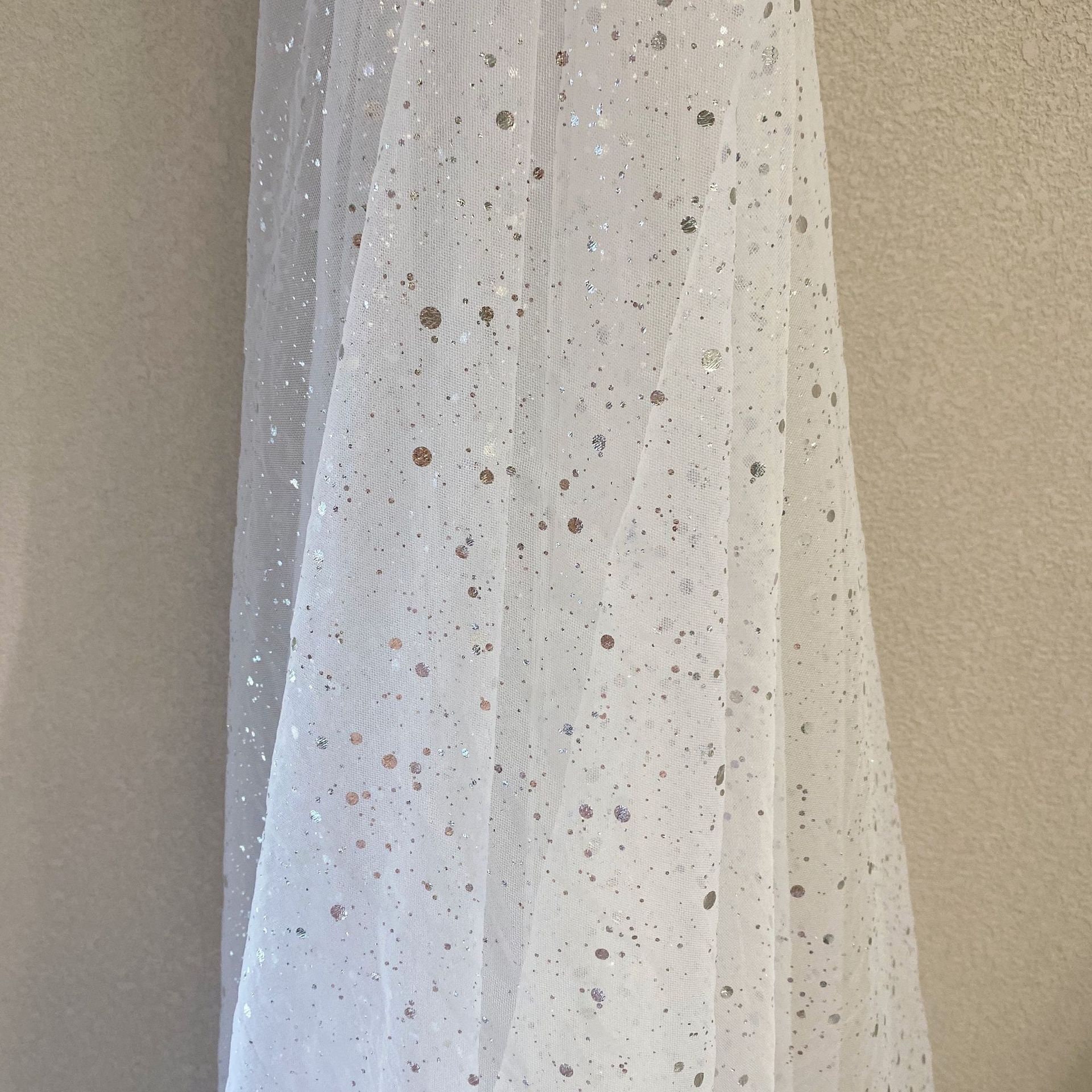 Silver Sequins Dot Pattern Lace Fabric Glitter Dot Soft White - Etsy