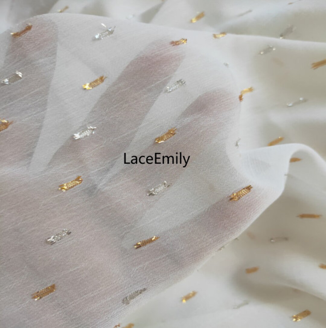 Silver Thread Dot Chiffon Fabric Gold Thread Jacquard Soft Fabric for ...