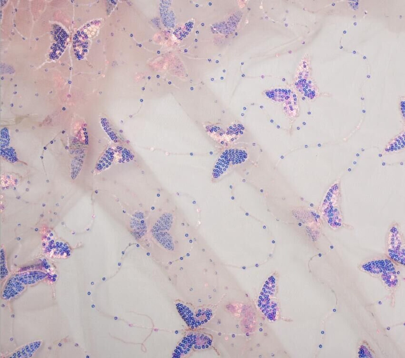 Butterfly Fabric, Soft Tulle Butterflies Embroidered Lace Fabric ...