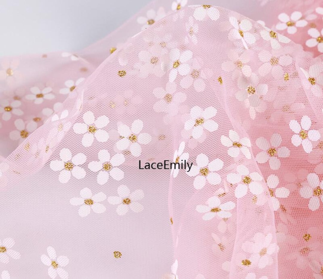 10 Colors Flower Printing Soft Tulle Fabric Delicate Floral Tulle Lace ...