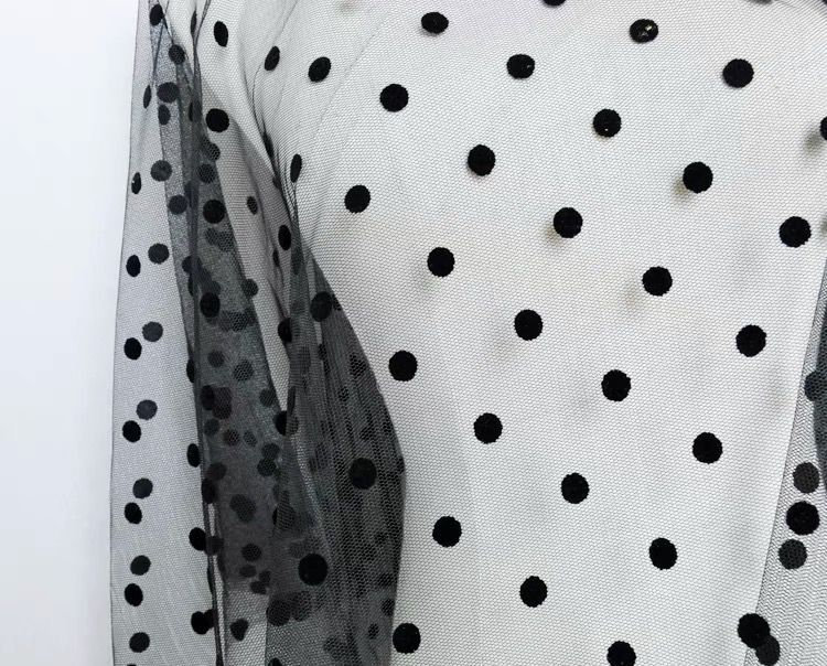 Red black flocking dot Lace fabric embroidery dot tulle lace | Etsy