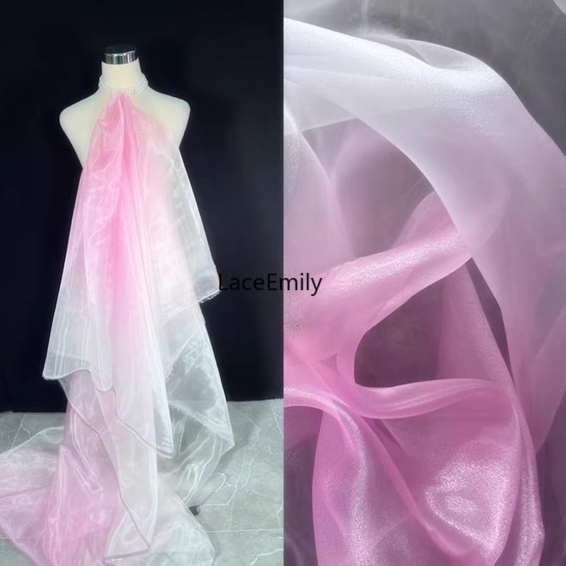 9 Colors Beautiful Gradient Organza Fabric Pink Gradient Organza Tulle ...