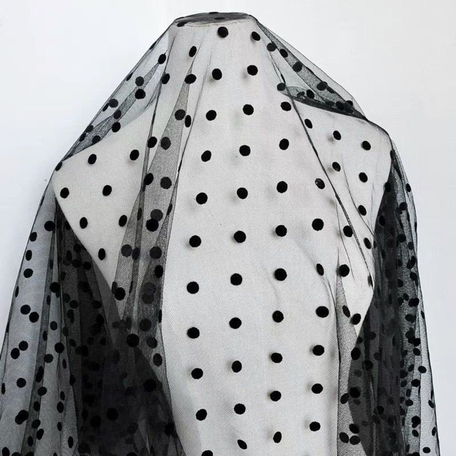 Red black flocking dot Lace fabric embroidery dot tulle lace | Etsy