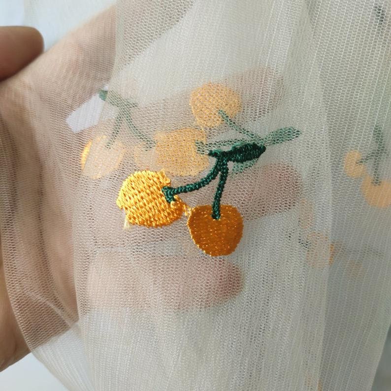 3 Color Lovely Cherry Embroidered Lace Fabric Cherry Soft | Etsy