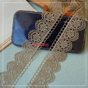 2 Yards Gold Black White Circle Lace Trim, Venice Alice Lace Trim for ...