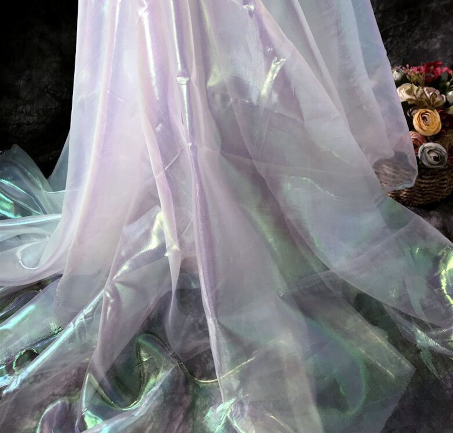 7 Colors Colorful Organza Fabric Gradient Organza Tulle Lace Fabric for ...