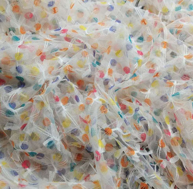 Colorful Polka Dot Buttefly Lace Fabric Floral Embroidery | Etsy