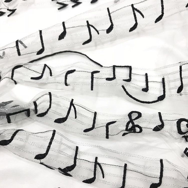 Ivory Music Note Embroidered Lace Fabric Musical Notes Tulle | Etsy