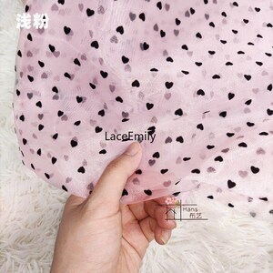 Black Love Heart Flocked Organza Lace Fabric Heart Organza Tulle for ...