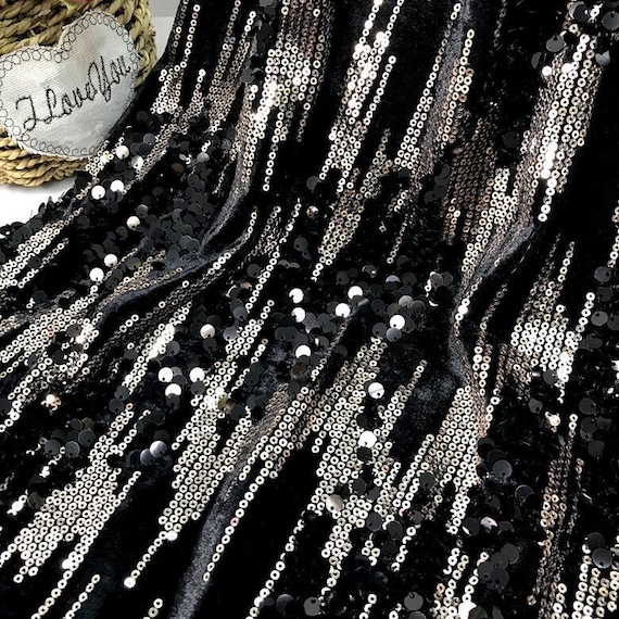 Beautifully Black Sequins Flannel Fabric Colorful Sequin - Etsy