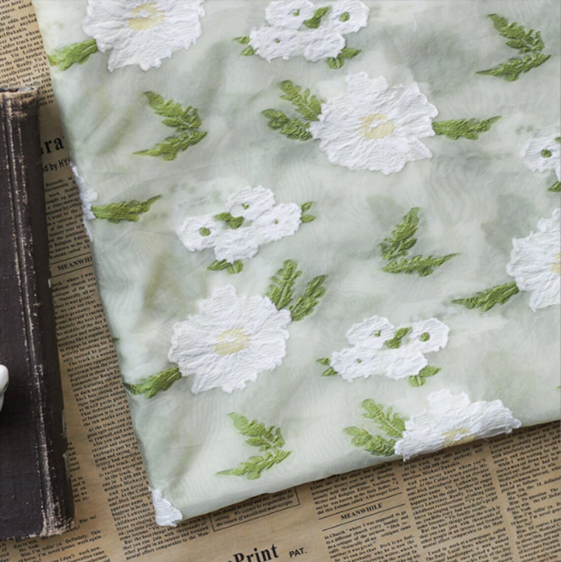 1 Yard 3D Flower Embroidery Chiffon Fabric Floral Applique - Etsy