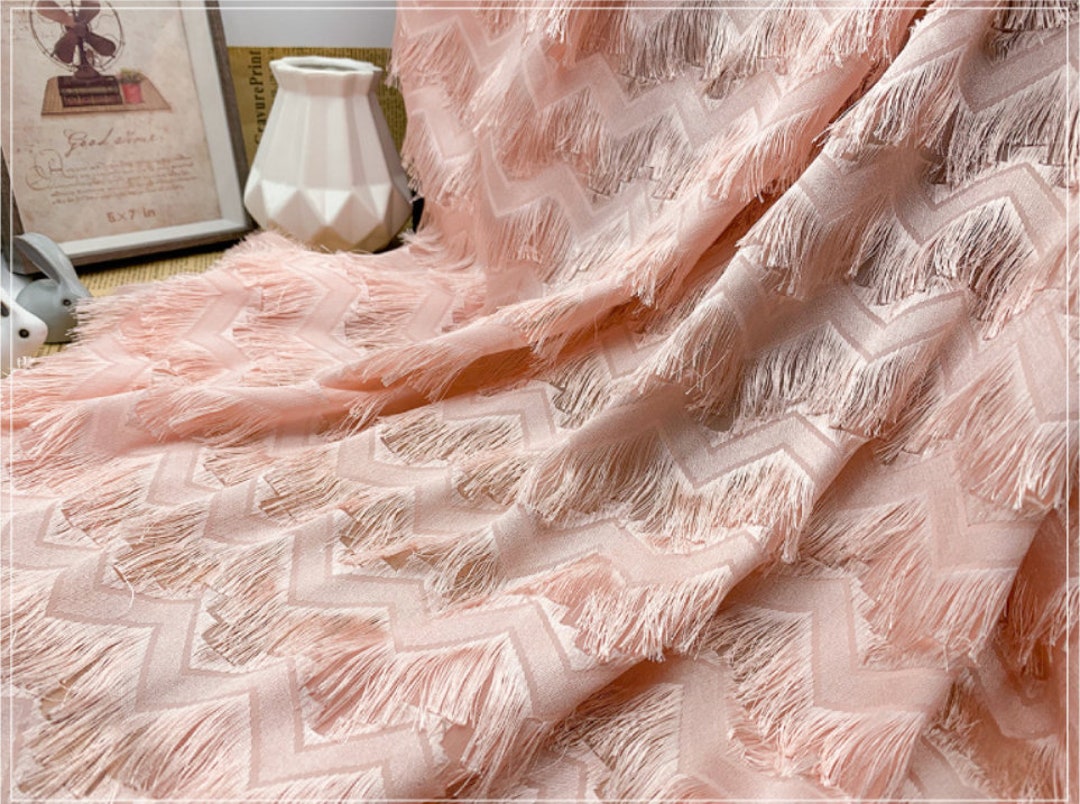100D Wave Fringe Chiffon Fabric, Flower Embroidery Chiffon Fabric ...