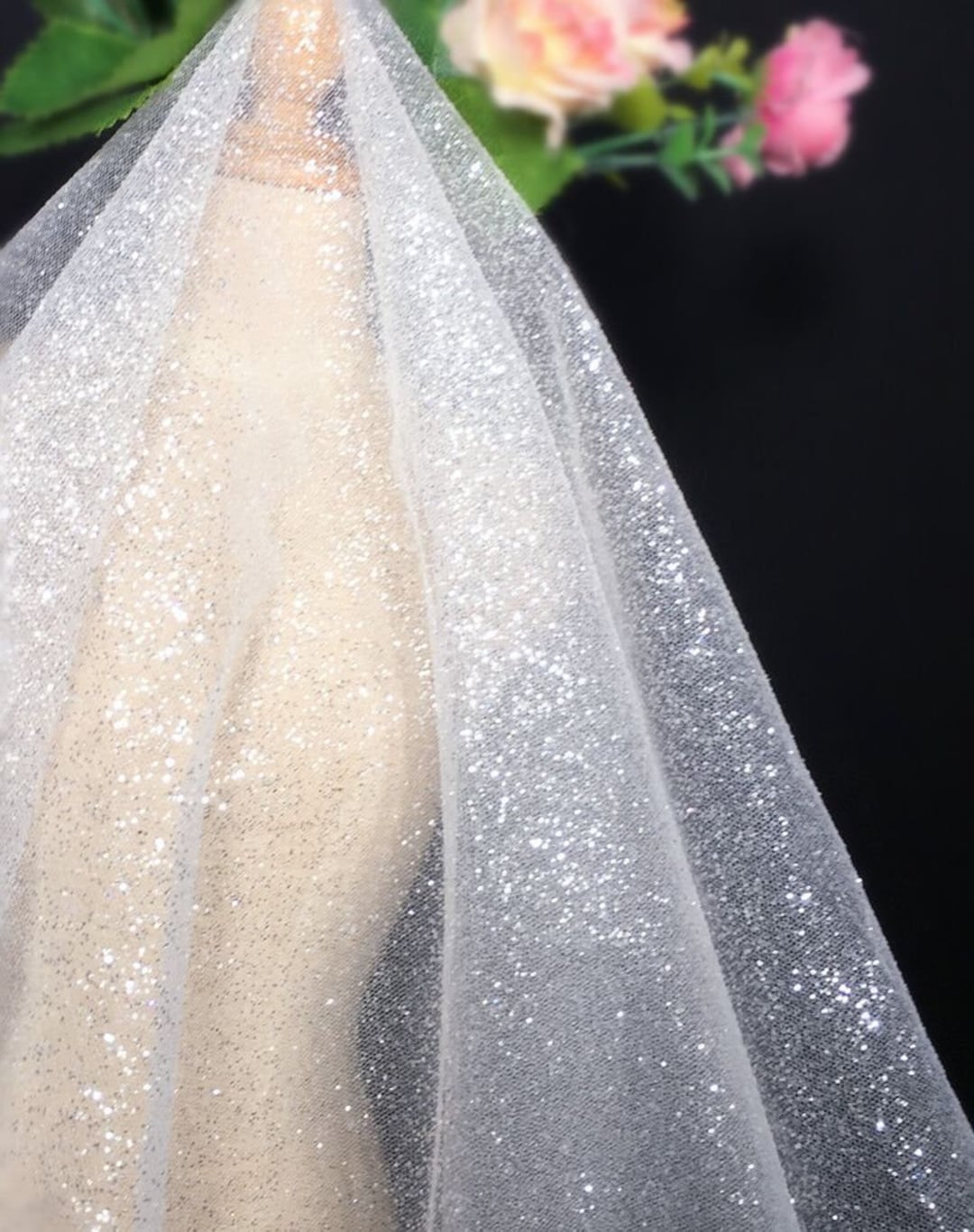 4 Colors Glitter Hard Lace Fabric Sequin Hard Tulle Fabric for Baby ...