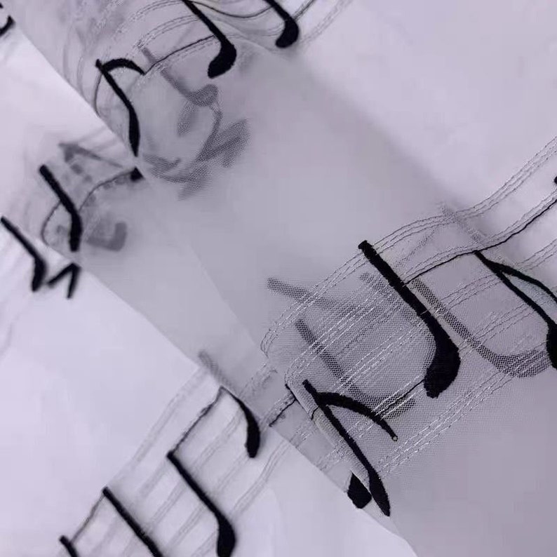 Ivory Music Note Embroidered Lace Fabric Musical Notes Tulle - Etsy