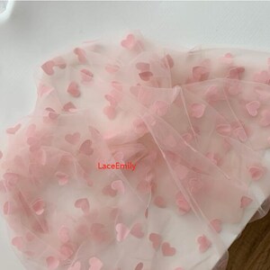 Purple Love Flocking Lace Fabric Pink Heart Flocked Tulle for Tutu ...