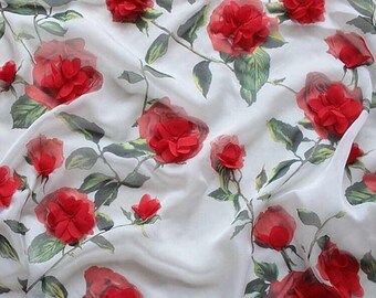 Rose Print Fabric - Etsy
