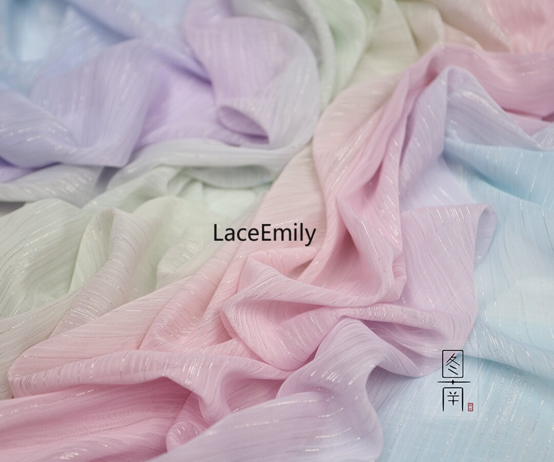 Rainbow Gradient Chiffon Fabric Shiny Line Chiffon Fabric for Wedding ...