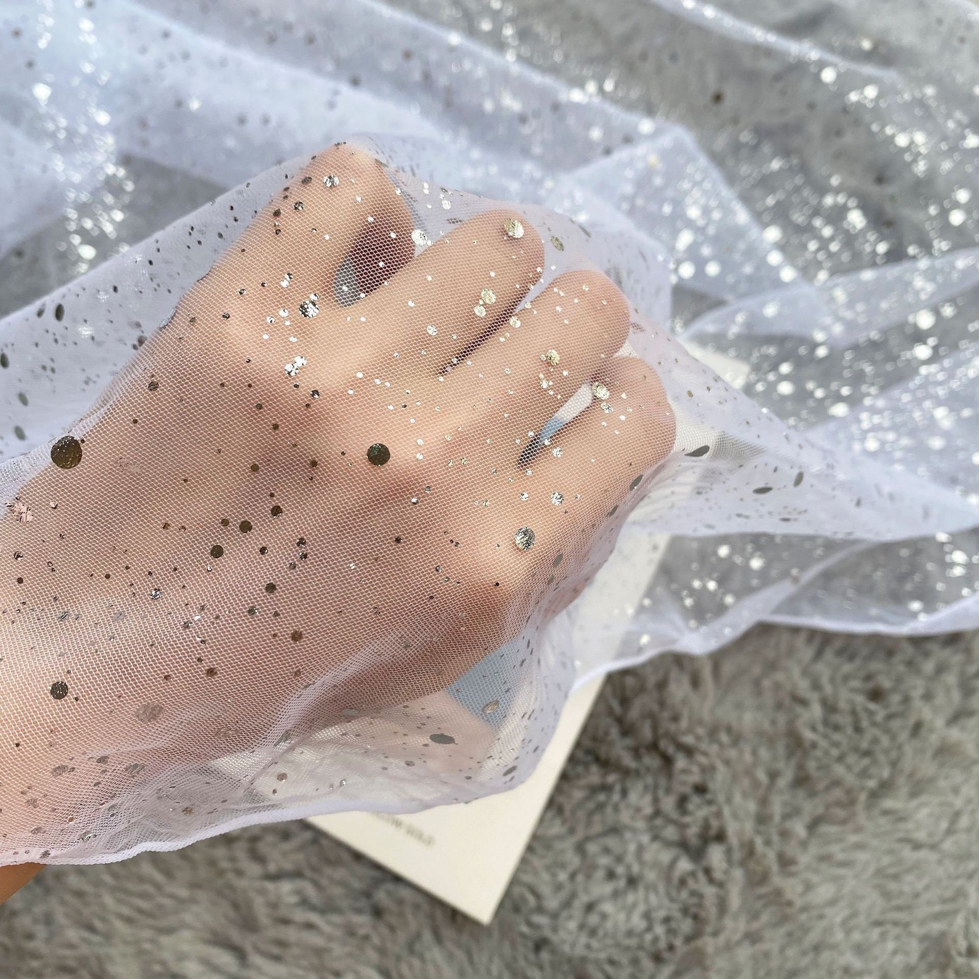 Silver Sequins Dot Pattern Lace Fabric Glitter Dot Soft White - Etsy