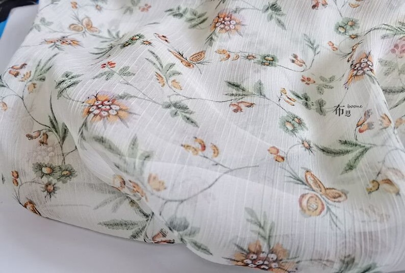 Flower Print Chiffon Fabric Floral Printed Soft Chiffon - Etsy