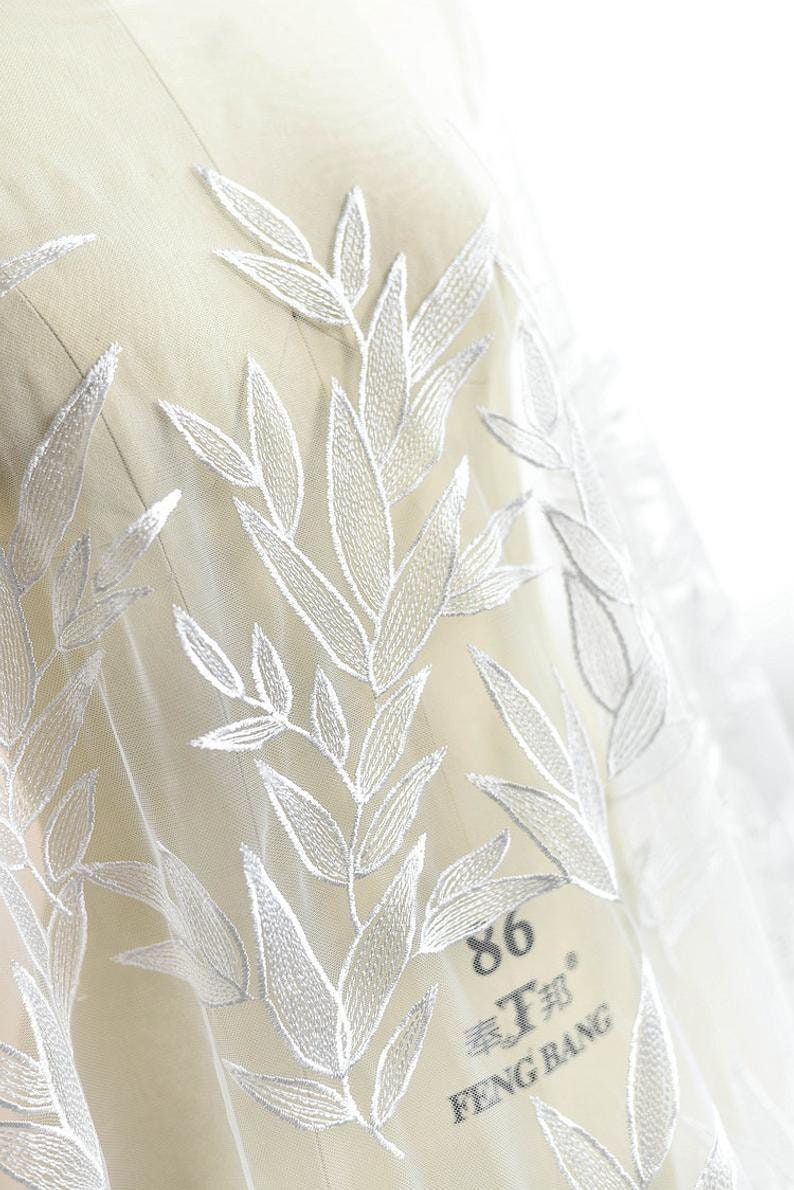 Bamboo Leaf Embroidery Lace Fabric Leaf Tulle Fabric for Girl | Etsy