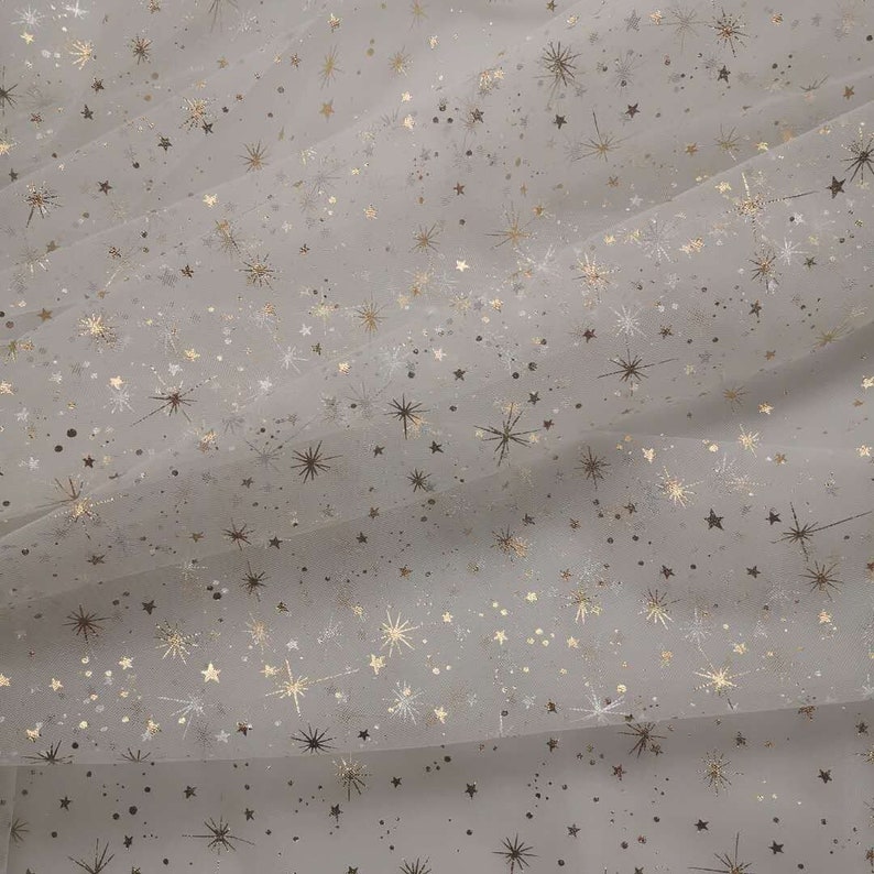 Gold Glitter Star Lace Fabric Silver Star Soft Tulle Fabric - Etsy