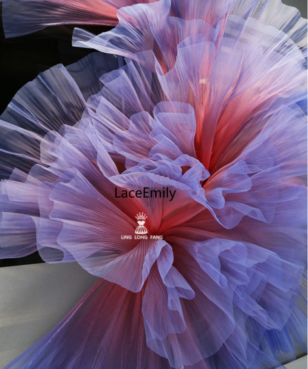4 Colors Pleated Stiff Tulle Fabric Hard Ruffled Tulle Fabric, for Girl ...