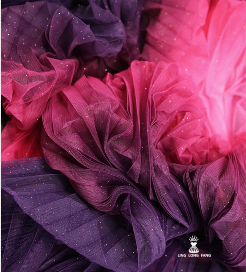 10 Colors Gradient Pleated Fabric Glitter Gradient Ruffled - Etsy