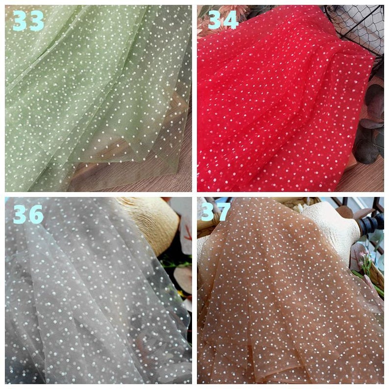 White Polka Dot Embroidered Lace Fabric Soft Dot Flocking | Etsy