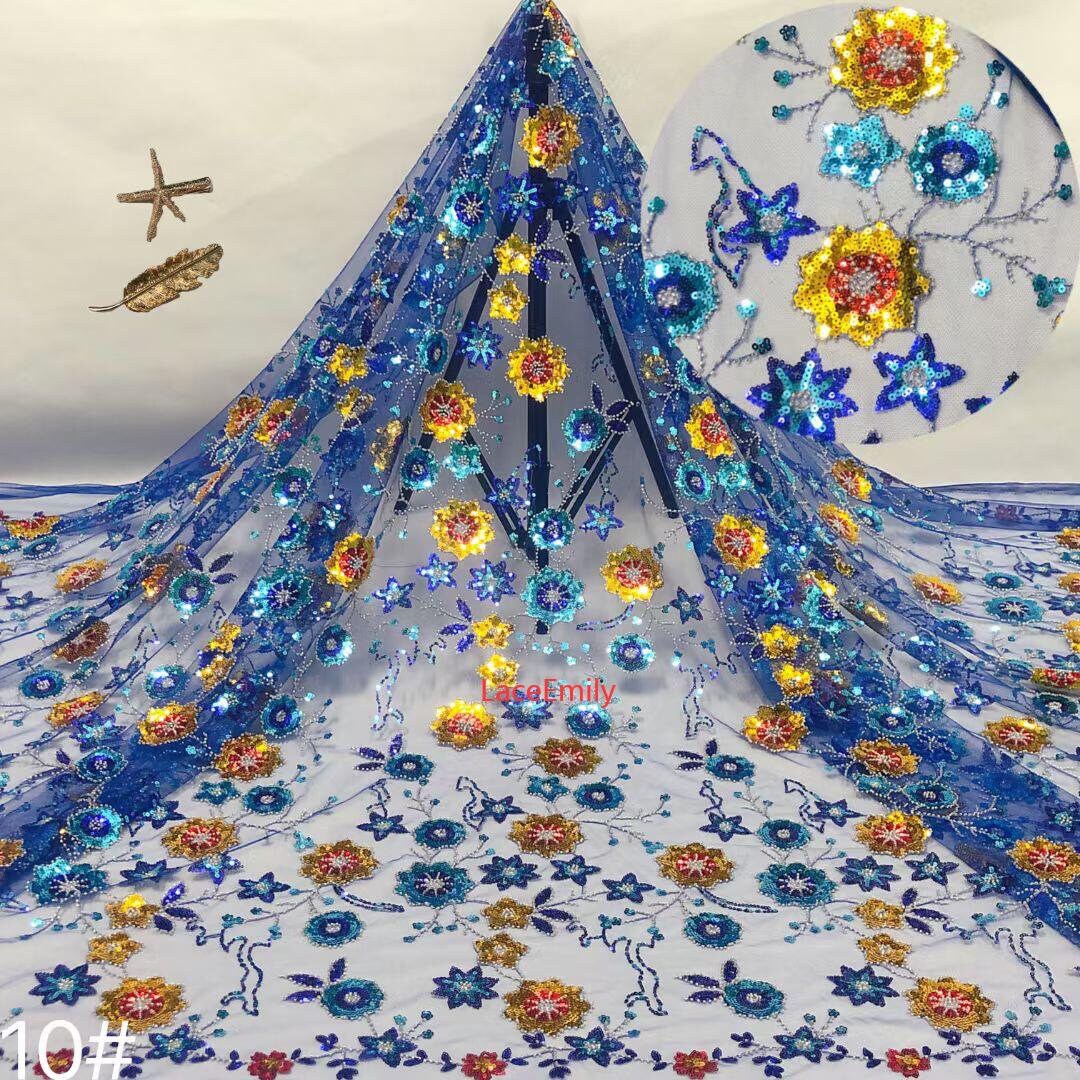 10 Colors Colorful Sequin Flowers Embroidered Lace Fabric Sequined ...
